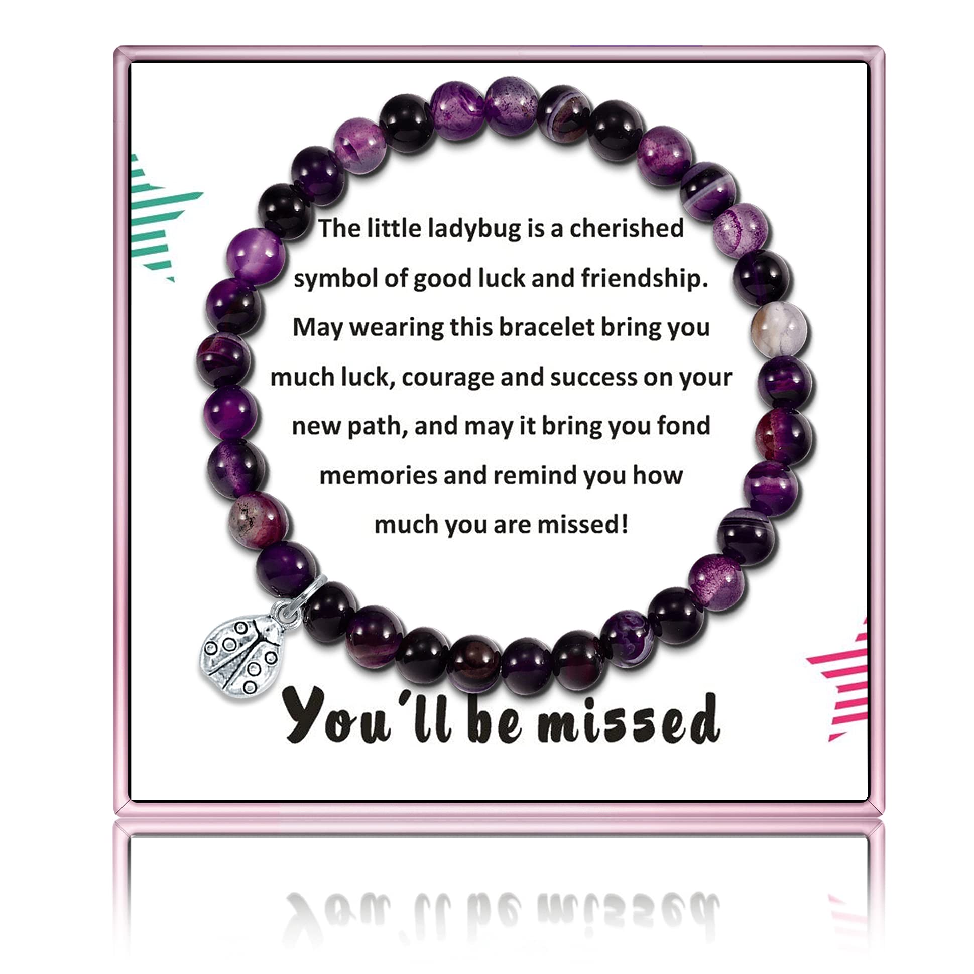 Ladybug Coworker Bracelet - Good Luck Farewell Gift for Women and Men