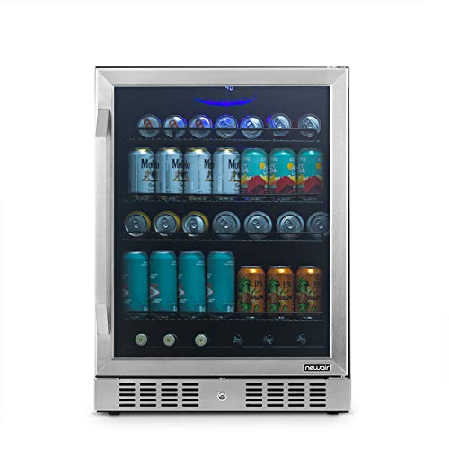 NewAir 24" Beverage Refrigerator Cooler - 177 Can Capacity - Stainless Steal With Built In Mini Fridge and Glass Door | Cool your Soda, Beer, and Beverages to 37F NBC177SS00