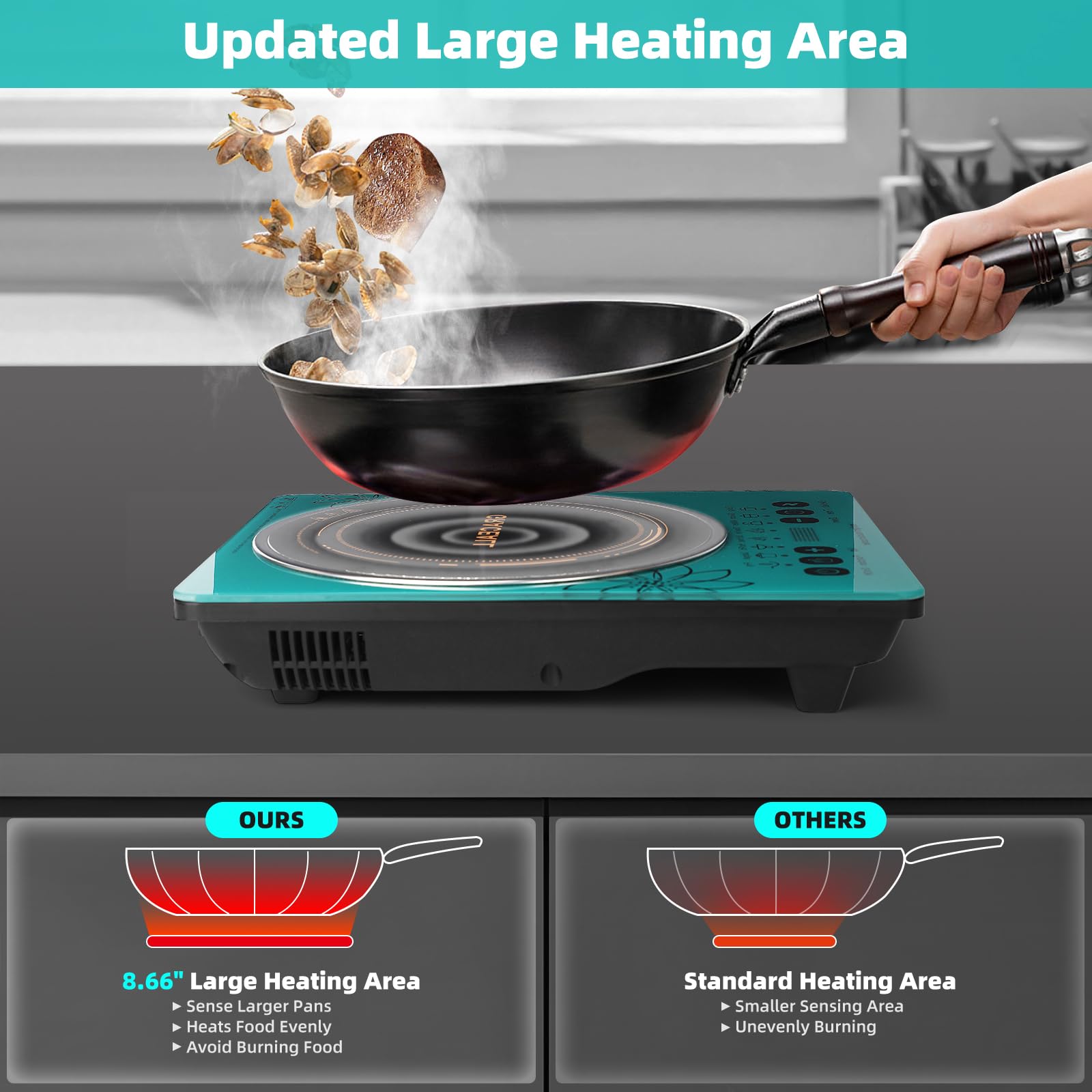 Induction Burner Hot Plates for Cooking Electric Cooktop Portable Induction Cooktop with 2200W Electric Stove Burners