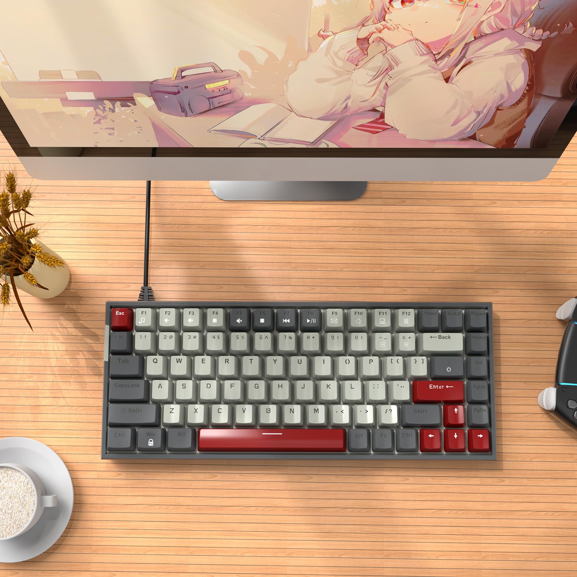 MageGee 75% Mechanical Keyboard,Wired Gaming Keyboard with Red Switches and Ice Blue Backlit Small Compact 75 Percent Keyboard Mechanical, Portable Gaming Keyboard Gamer for PC, MAC(Black Grey)