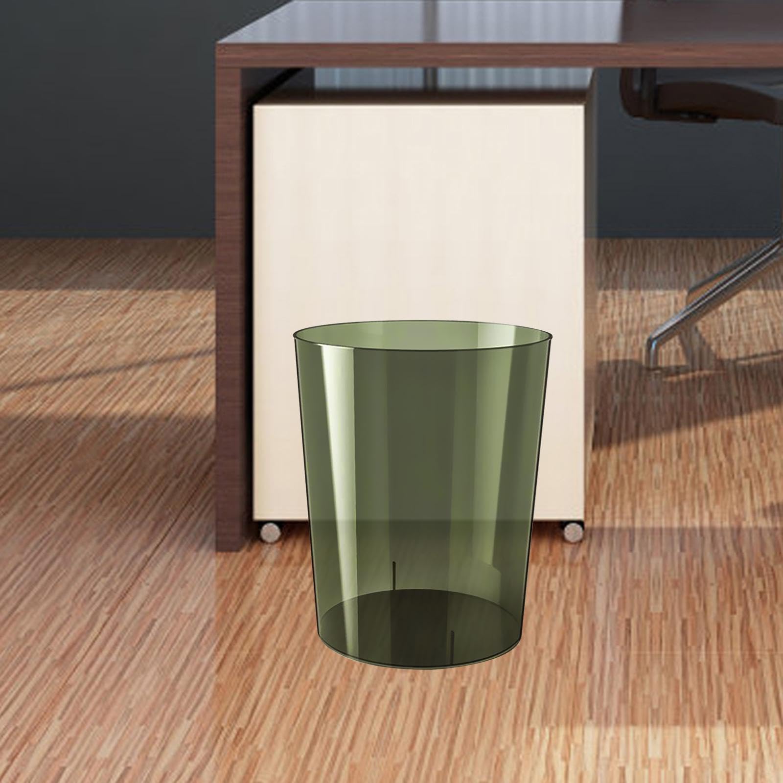 Qianly Wastepaper Basket Dustbin, Clear Round Rubbish Bin, Trash Can for Kids Room Office Kitchen Dressing Table Home, Green M