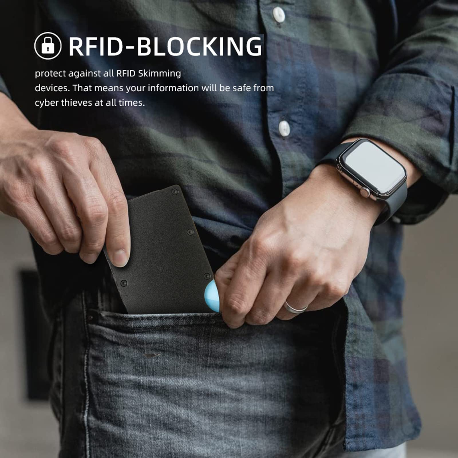 neovoc Minimalist Wallets For Men - Metal wallet - card holder wallet - RFID Blocking Front Pocket Credit Card Holder- Small Mens Wallets