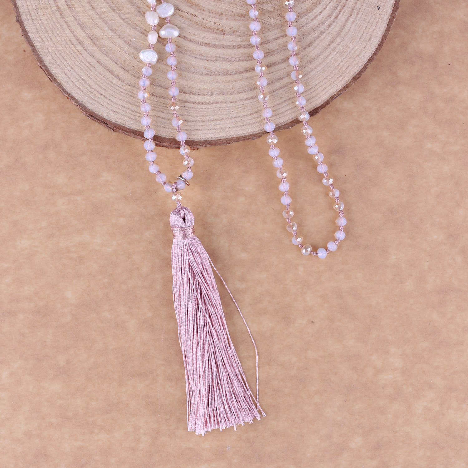 KELITCH Women Necklace Tassel Pearl Necklace Long Tassel Necklace Shining Crystal Necklace New