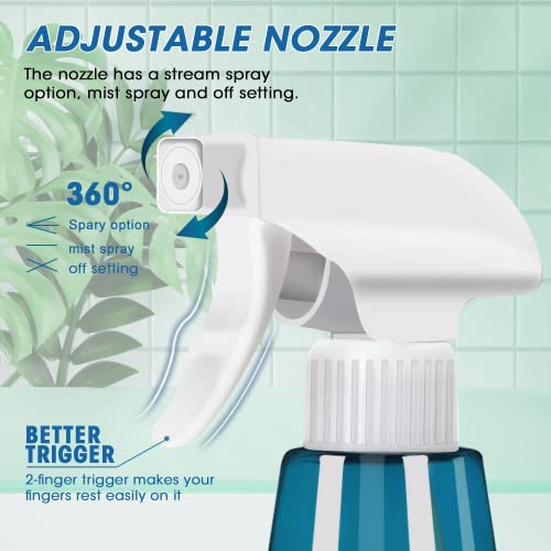 Plant Mister Spray Bottle, Mist Spray Bottle for Cleaning Solution Gardening Trigger Water Empty Sprayer 16oz Refillable Container,Durable Trigger Sprayer w/Mist and Stream Settings (2 Pack)