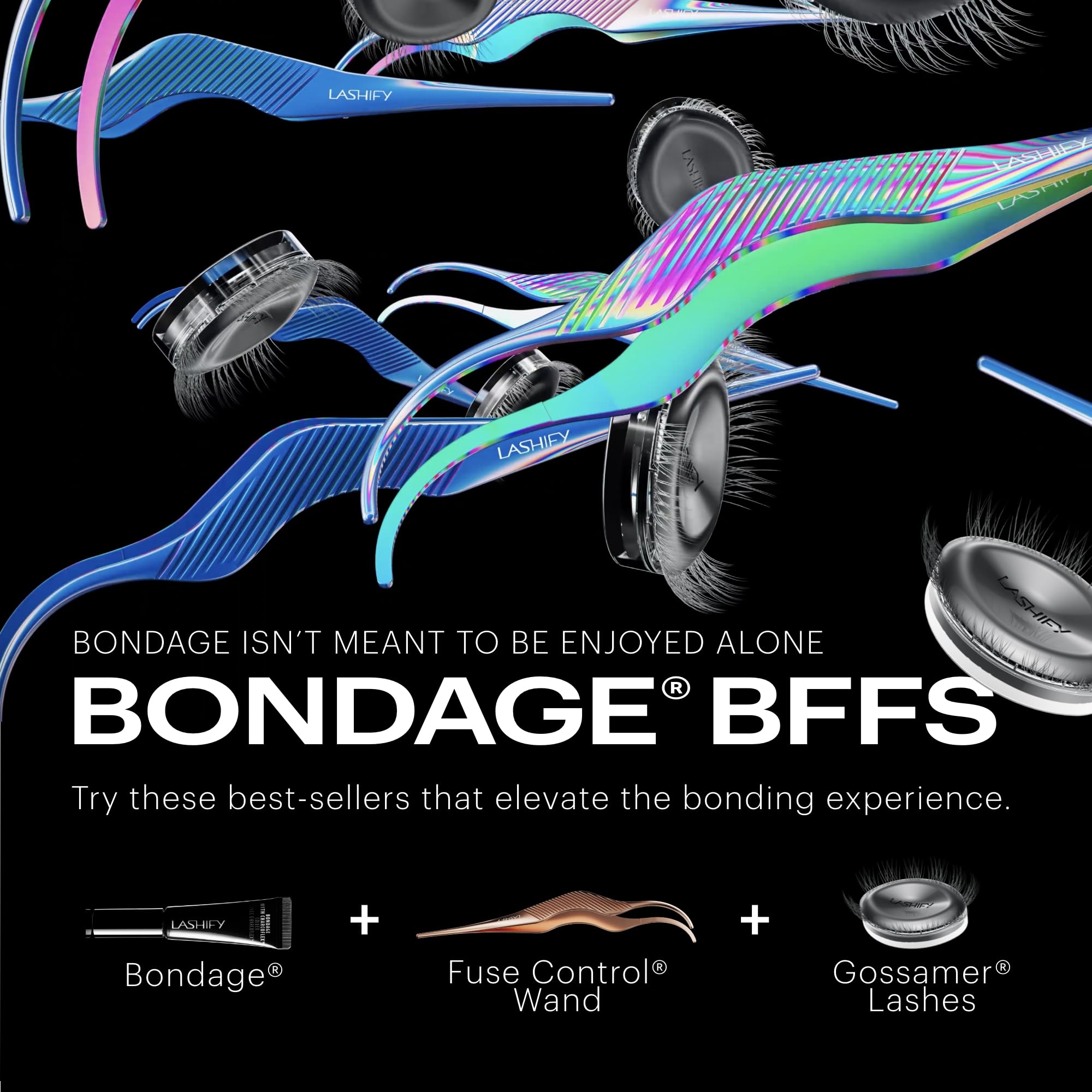 Lashify Bondage Extra Strength Bond with Charcoflex Eyelash Glue for False Lashes and DIY Lash Extensions in Sleek Black