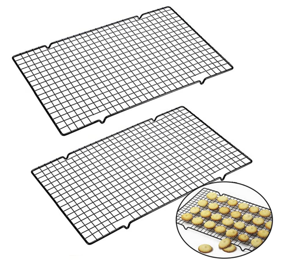 NatureMan Set of 2 Baking Cooling Rack, 16" x 10"Nonstick Wire Baking Rack,for Cooking, Roasting, Grilling, Easy to Clean