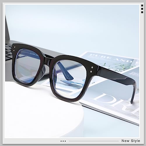 Madison Avenue Blue Light Blocking Glasses Oversized Fashion Blue Light Glasses for Women Anti Eyestrain & UV Protection Computer Eyeglasses(Black Grey)