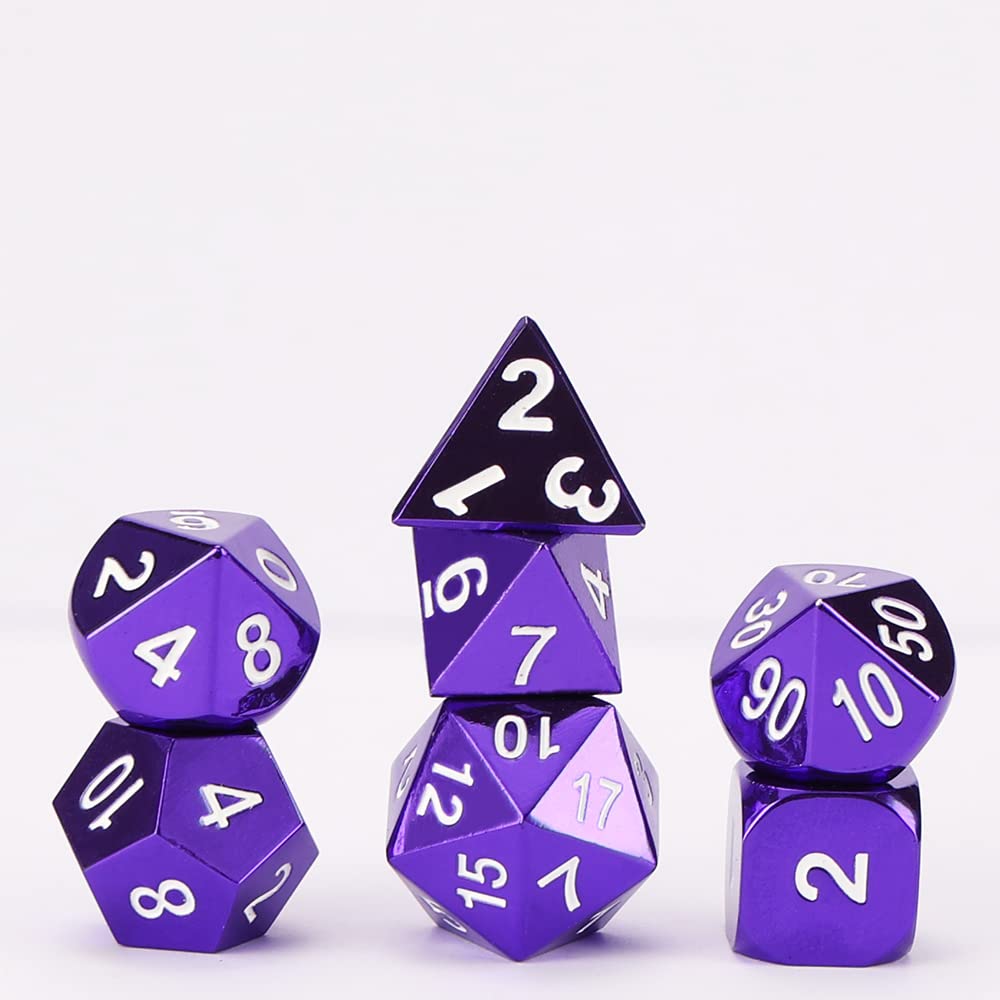 Metal Dungeons and Dragons Dice Set, 7 PCS Metallic D&D Die for DND Game RPG Explorers Savage World and Table Games dice