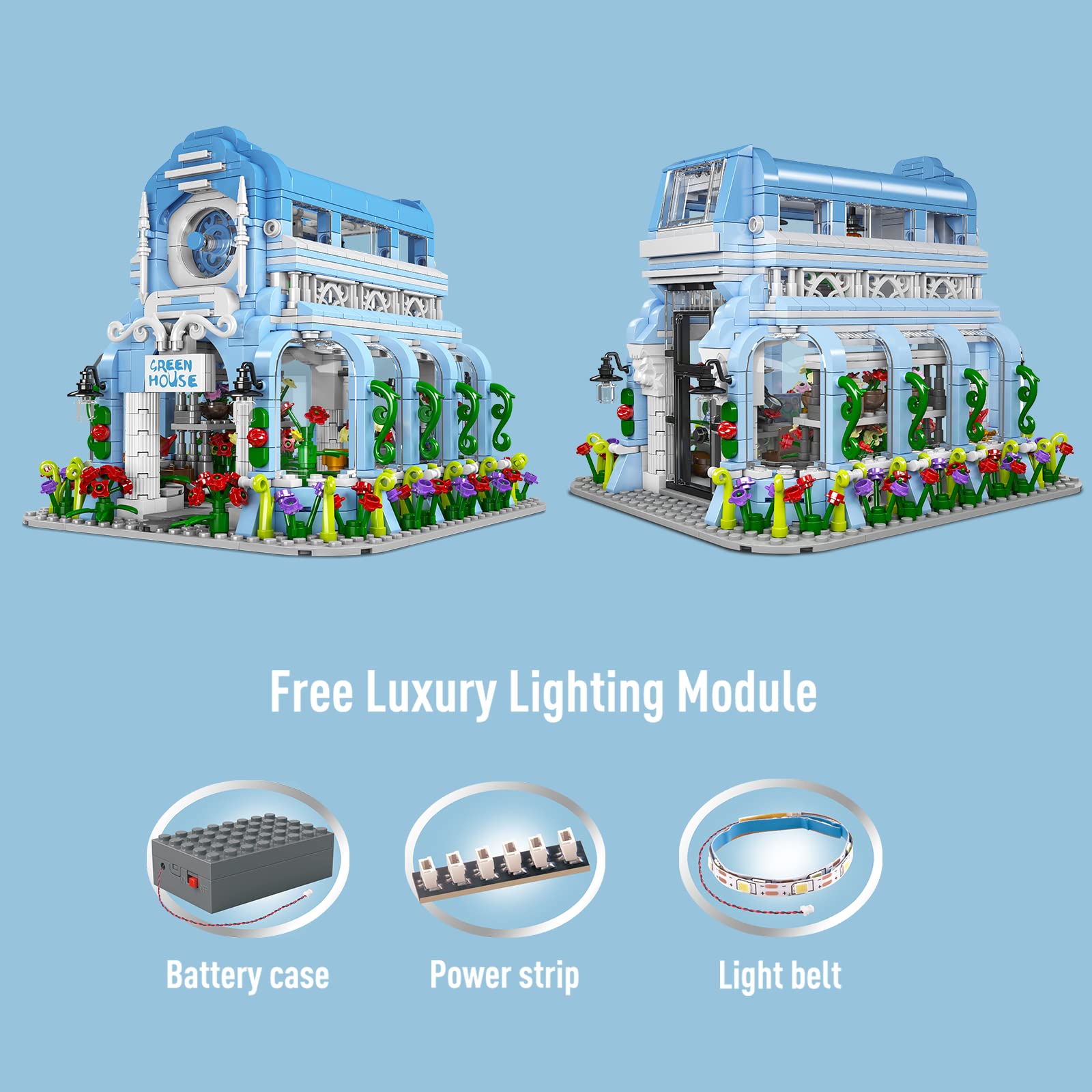Mould King New Botanical Garden Building Sets with LED Light Kit, Engineering Construction MOC Building Blocks, Model Toy Building Sets to Build for Adults and Kids 14+ (1289 Pcs)
