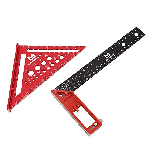 Rafter Square 7 Inch and Framing Square 12 Inch Carpenter Square Set, Square Tool Woodworking Square, Aluminum Rafter Square for Woodworking