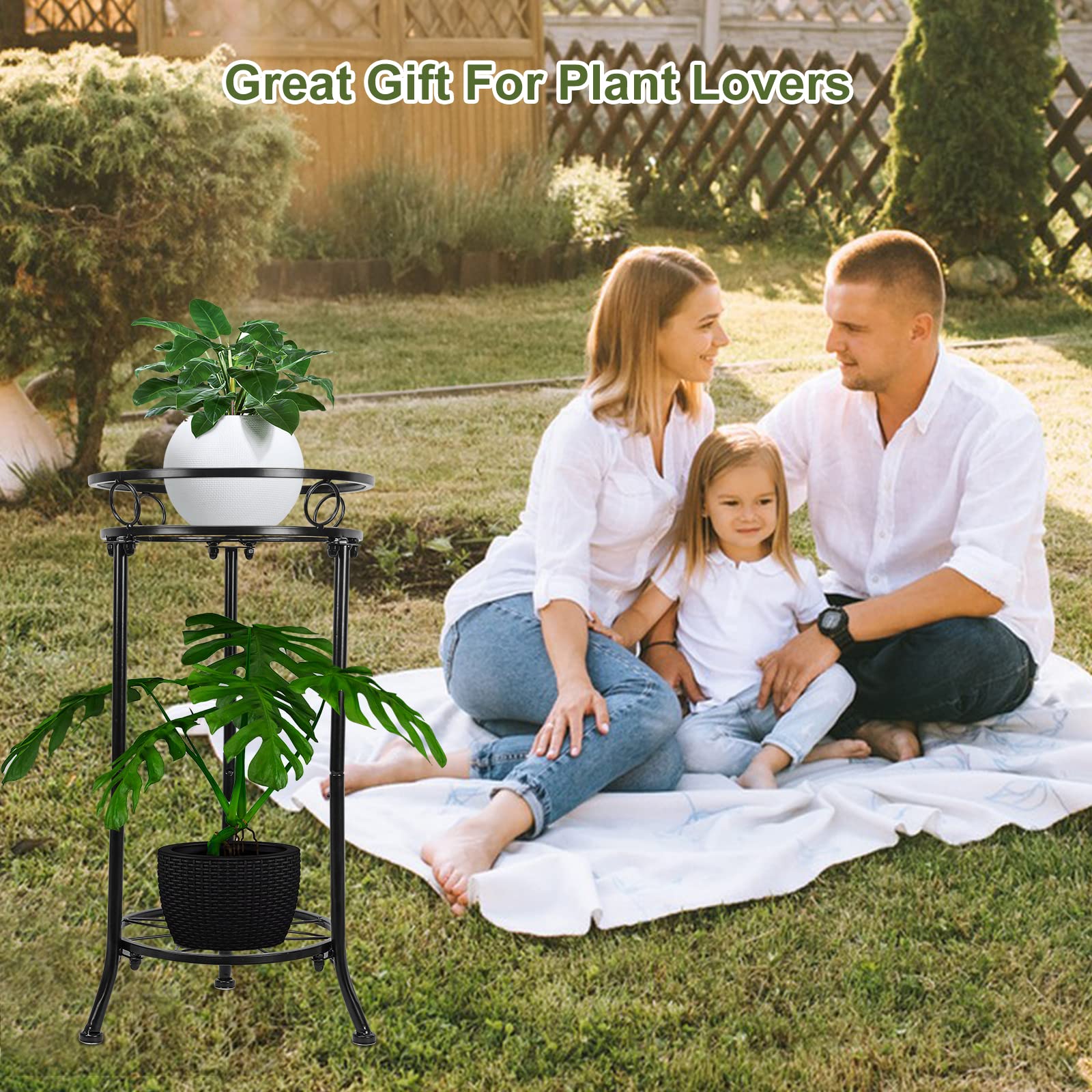Plant Stands Indoor,Tall Metal Potted Plant Display Holder 2 Tier Patio Flower Pot Stands Anti-Rust Heavy Duty Multiple Stand Holder Shelf Rack(20.3'')