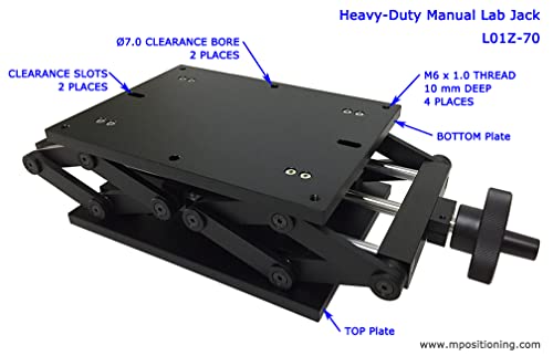 Lab Scissors Jack, MPositioning L01Z-70 Aluminum Laboratory Jack Lift Table 160 x 220 Platform Size, Smooth Motion in 70 mm Z Axia, Support Loading 30kg