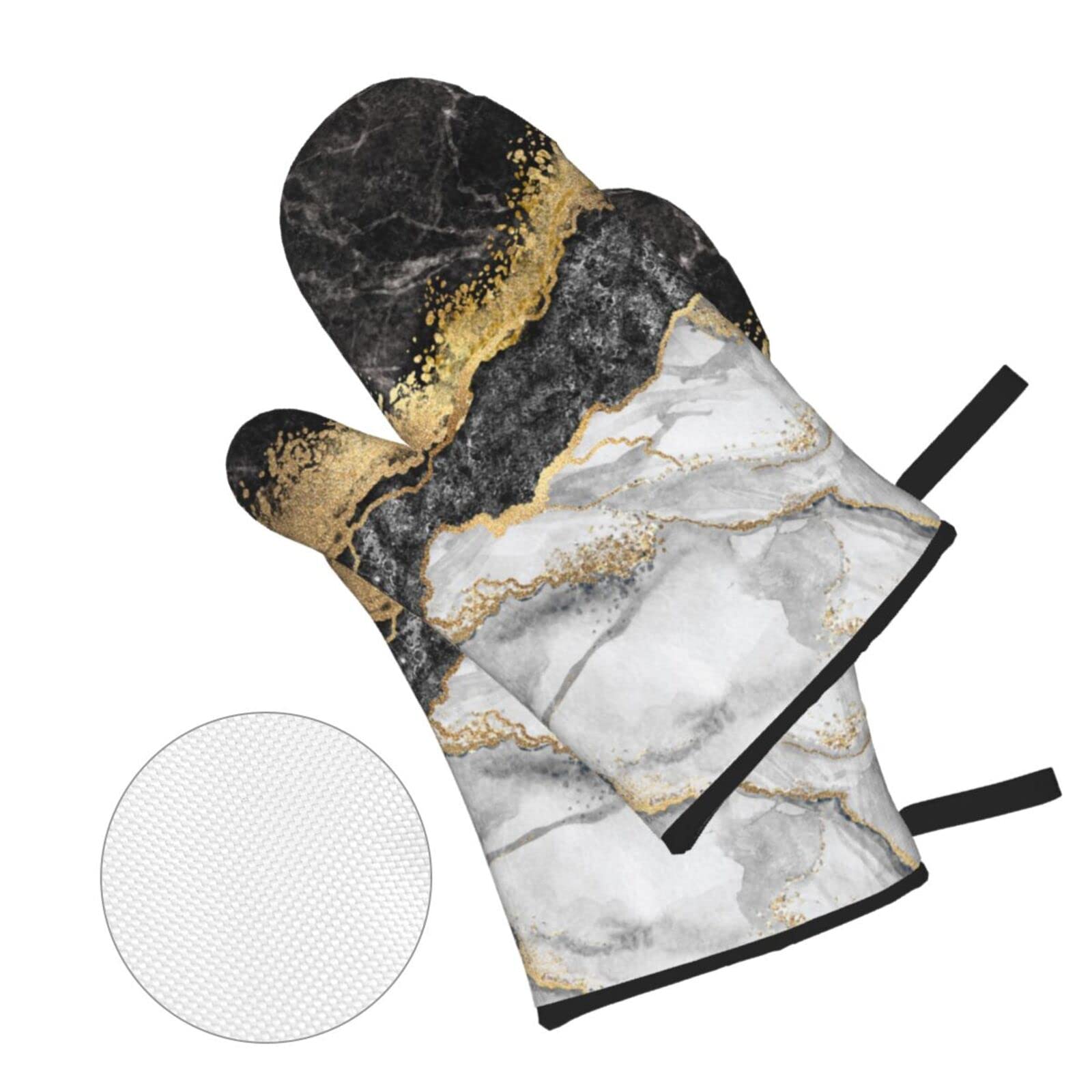 Marble Oven Mitts and Pot Holders 4pcs Sets,Funny Kitchen High Heat Resistant Oven Mitts,with Oven Gloves and Hot Pads Pot Holders for Baking Cooking BBQ Grilling