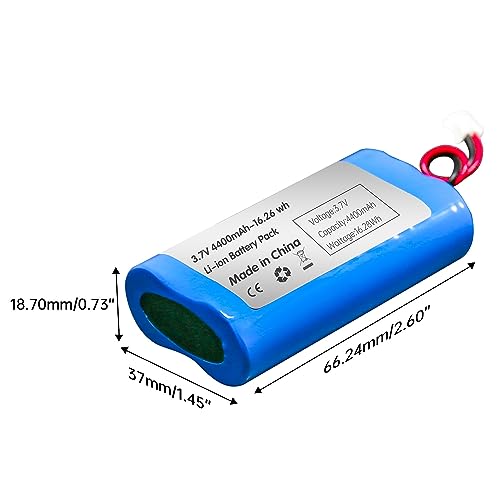 Qimoo 3.7V 4400mah-16.28Wh Rechargeable Battery Pack Lithium Ion Batteries with PH2.0mm Connector for DIY Electronics Products, Toys, Lighting, Bluetooth Equipment