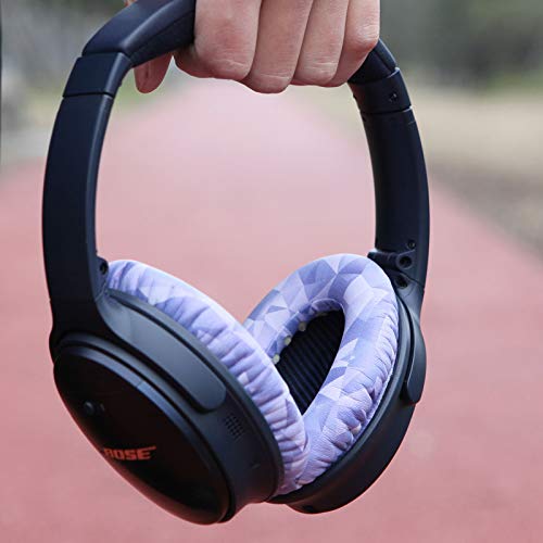 KAHHA Ear Pads,Replacement earpads Compatible with Bose QC25/QC35/QC35II Headphones Ear Cushions with Noise Isolation Memory Foam/ECO Protein Leather(1 Pair,Diamond Purple)