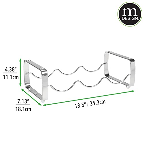 mDesign Metal Steel Free-Standing 3 Bottle Modular Wine Rack Storage Organizer for Kitchen Countertop, Table Top, Pantry, Fridge - Holder for Wine, Beer, Pop/Soda, Water, Stackable - 4 Pack - Chrome
