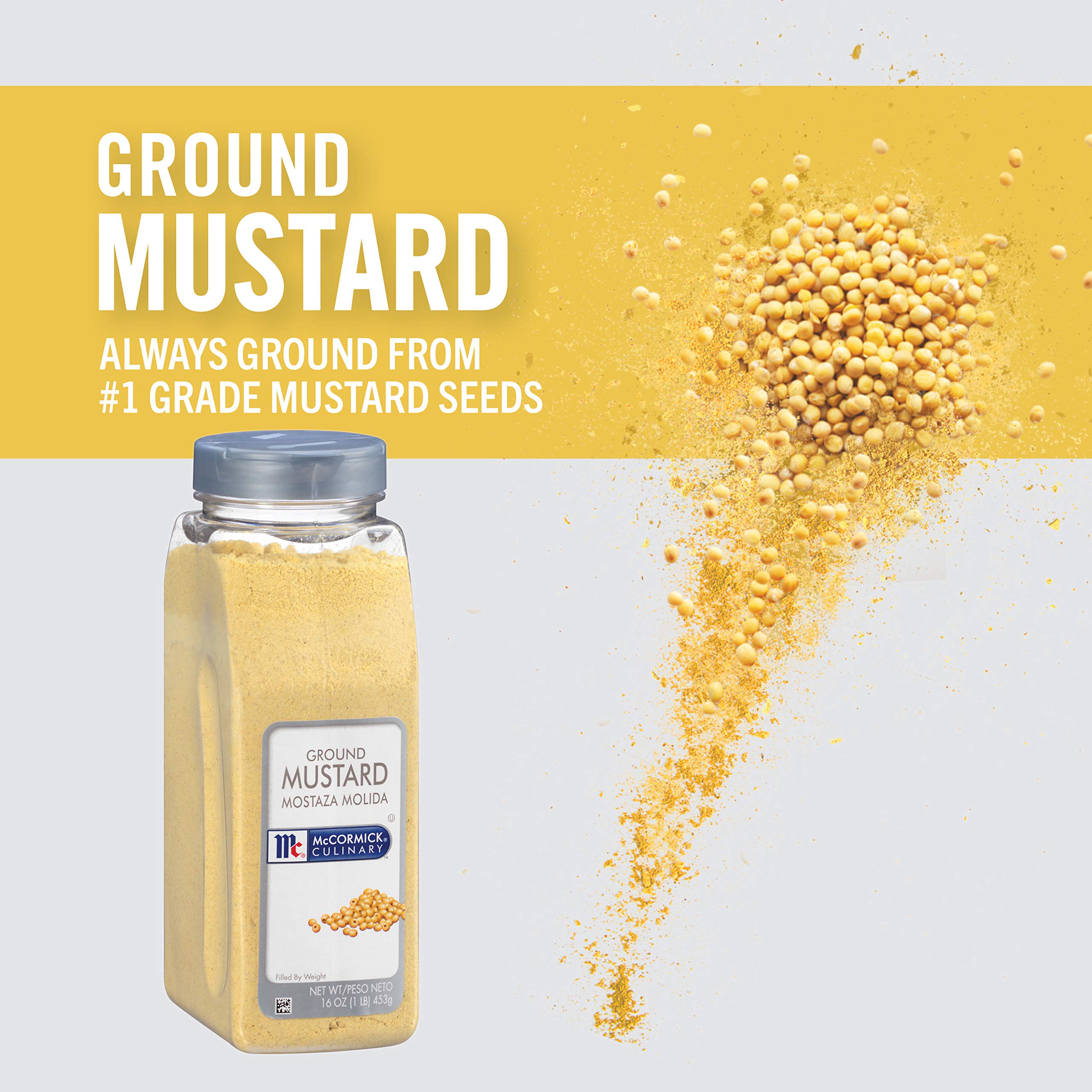 McCormick Culinary Ground Mustard, 16 oz - One 16 Ounce Container of Ground Mustard Powder for a Sharp Tangy Taste, Perfect for Dips, and Sauces