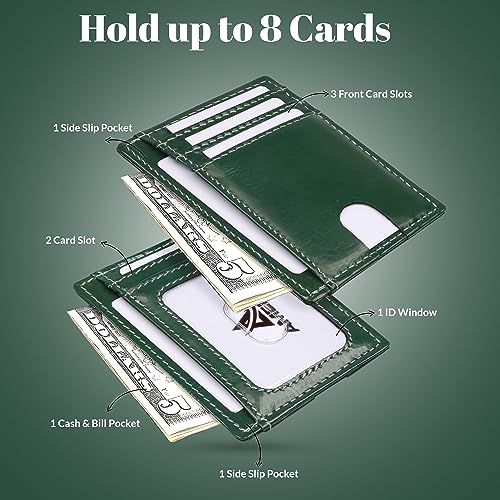 Minimalist Slim Wallet for Men, Front Pocket Real Leather Mens Wallets, RFID Blocking Business Credit Card Holder with ID Window (Slim Black)