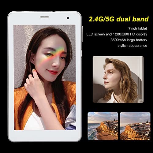 PUSOKEI 7Inch Tablet,Dual Camera,1280x800 HD Display,2GB RAM 32GB ROM,2.4G 5G Dual Band,Support 128GB,WiFi,Computer Tablets for Kids(Orange)