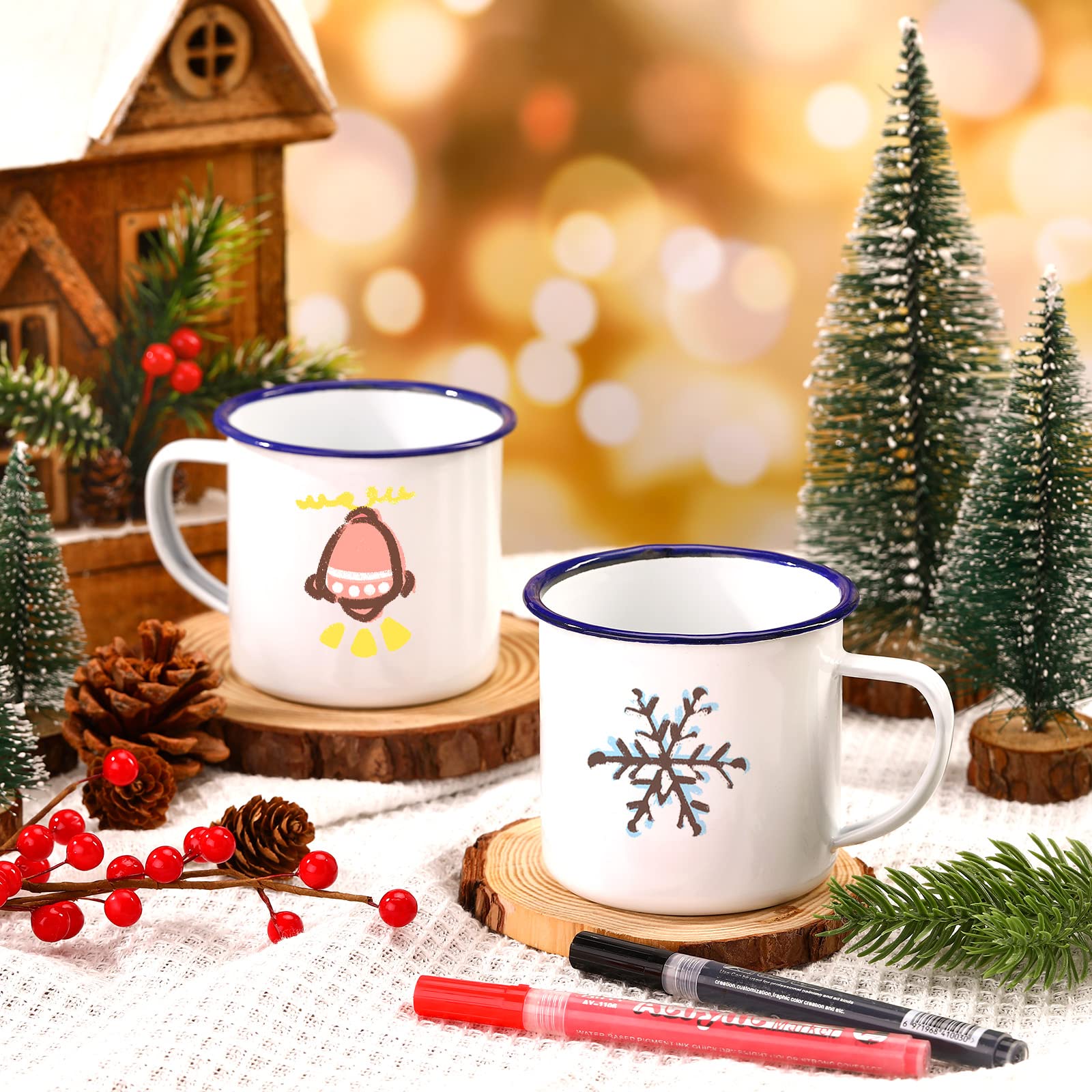 Newtay 16 Pcs Painted Mug Kit Personalized Coffee Mug Kit Mugs You Can Decorate Coffee Mug Decorating Kit Design Your Own Mug for DIY Craft Decor Planting Drinking