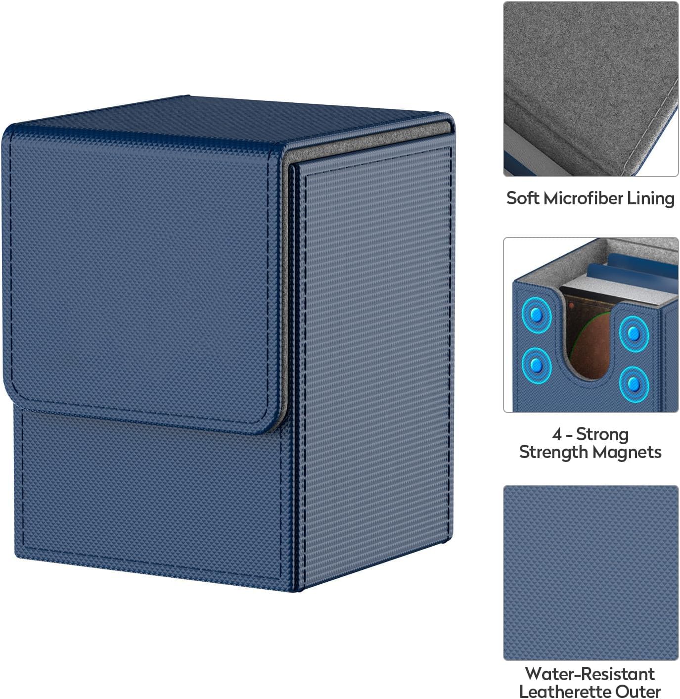 MIXPOET Deck Box compatible with MTG Cards, Trading Card Case with 2 Dividers per Holder, Large Size for 100+ Cards (Whirlpool-Blue)