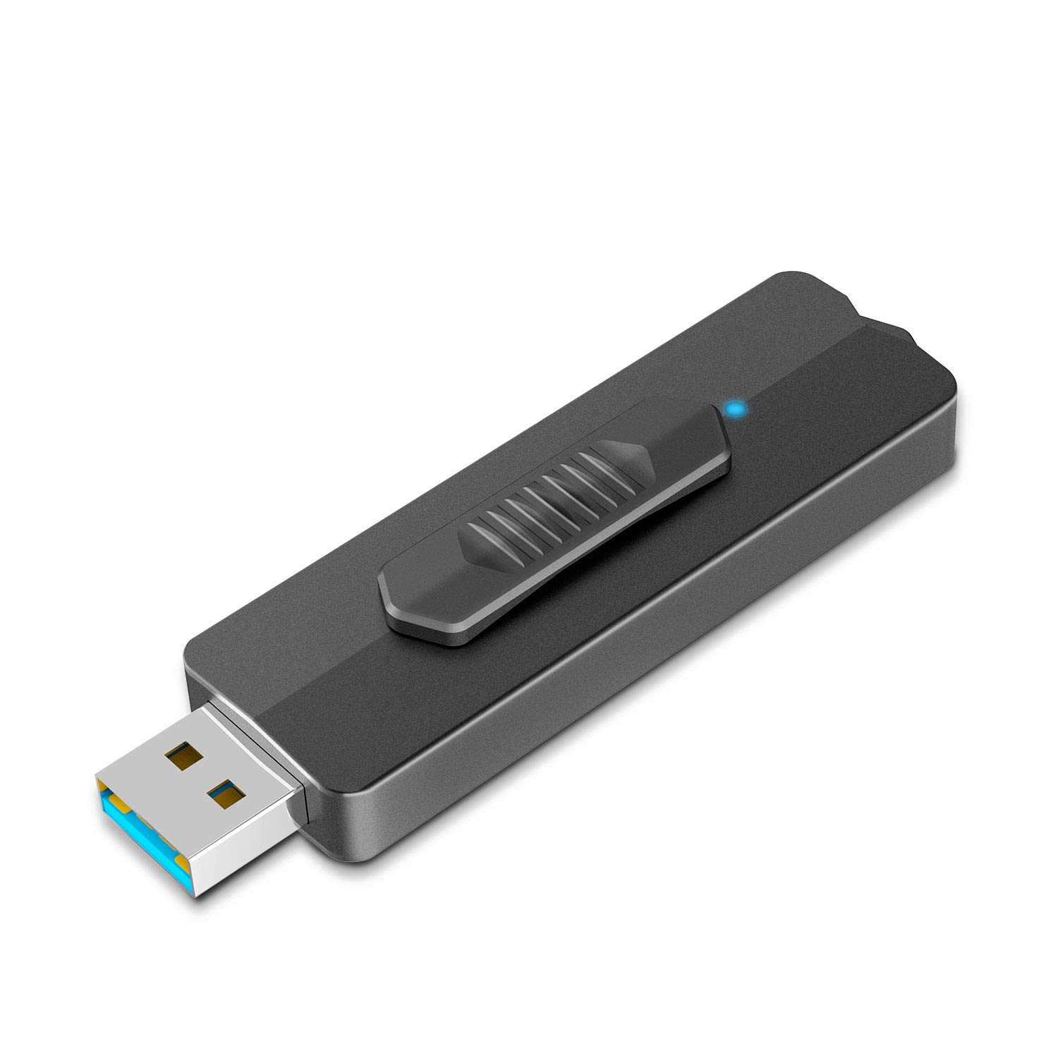 JUANWE 64GB USB 3.1 Flash Drive 400MB/s Capless Retractable High-Speed Solid State USB Drive Thumb Drive Slide Metal Memory Stick Zip Drive 3.1Jump Drive, Black