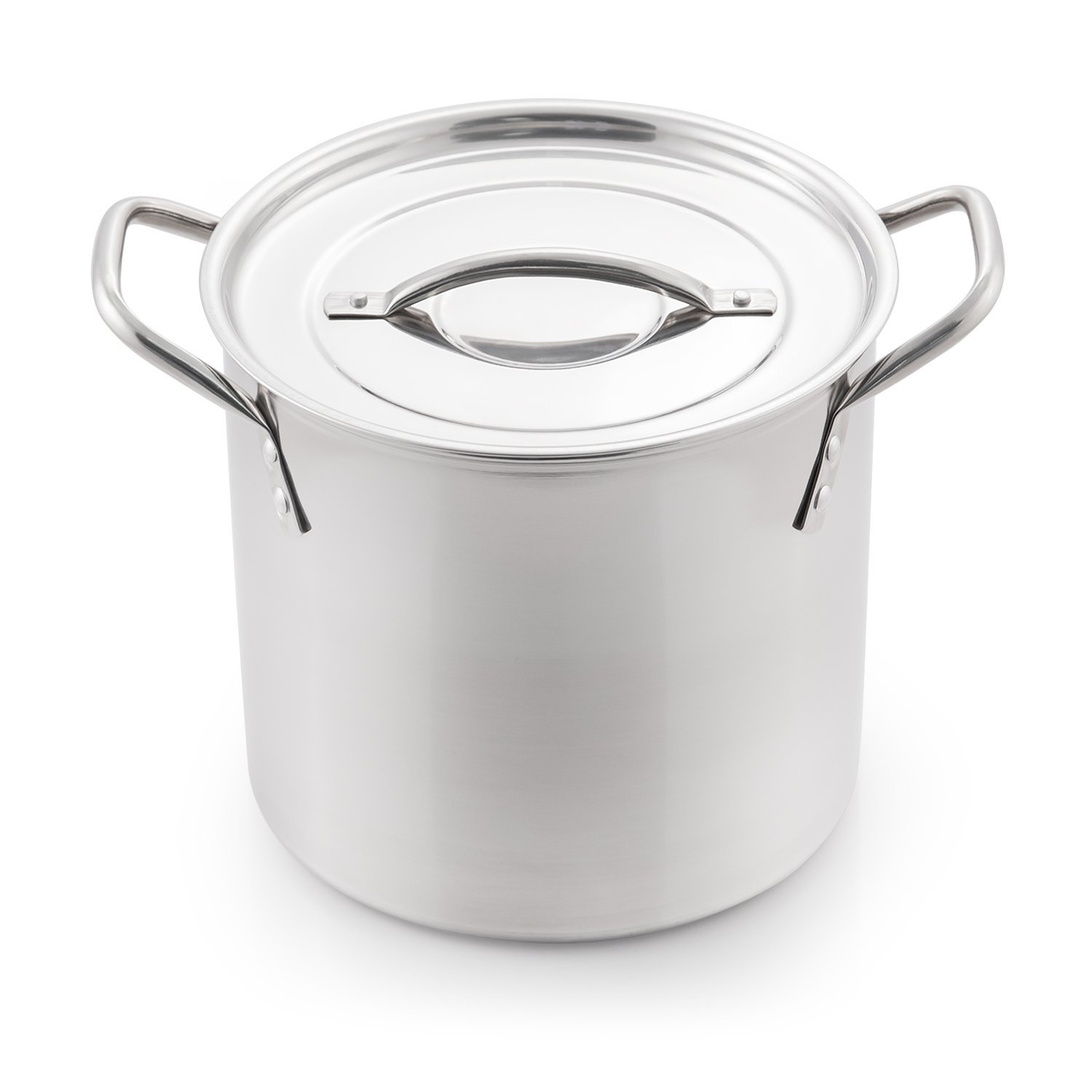 McSunley Medium N Cook Stockpot, 8 Quart, Silver Stainless Steel All Purpose Prep and Canning Bowl