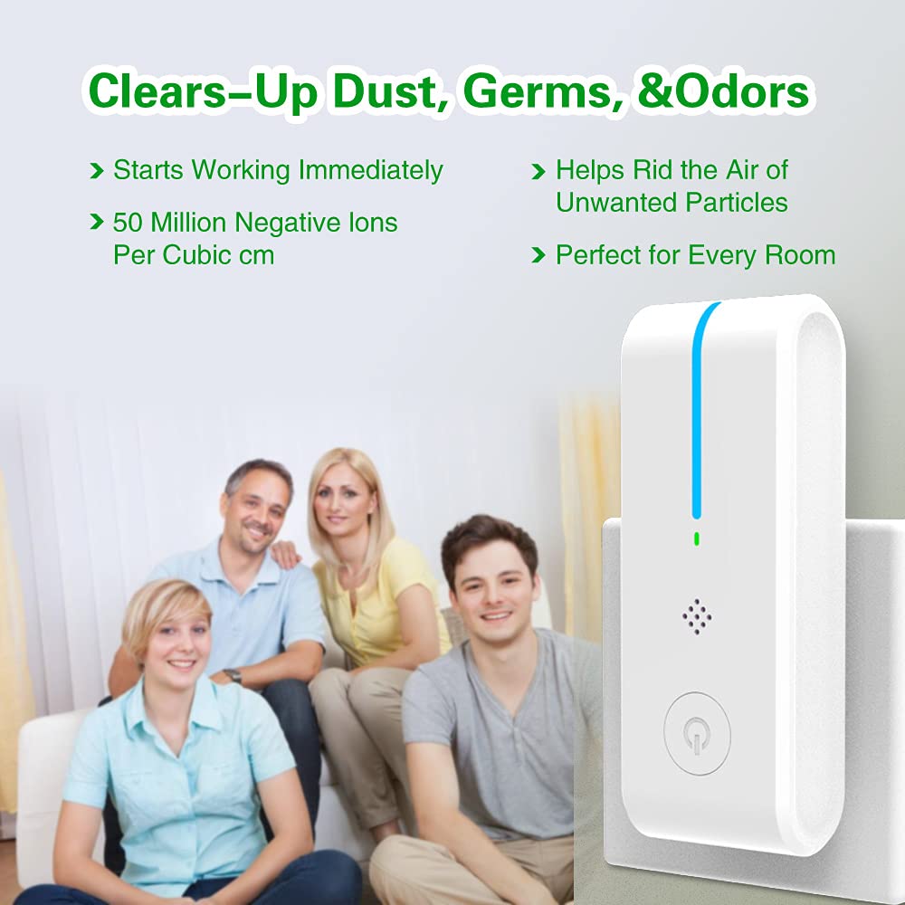 Pure Air - 6 Units-Mini Home Plug-in Air Purifier,Ionizer, Power Saving, Silent Suitable Portable for home, bathroom, living room, bedroom, hotel, pet room, toilet(White)