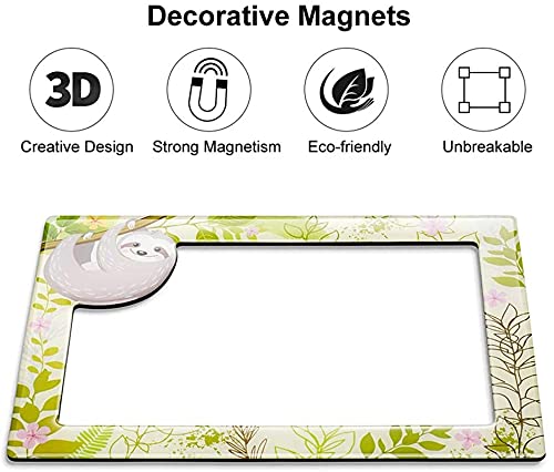 MORCART Sloth Magnets for Fridge, 4"x 6" Magnetic Photo Frame Set Refrigerator Kitchen School Cabinets Classroom Whiteboard Office Cubicle Board Decorative Magnets Gifts for Adults