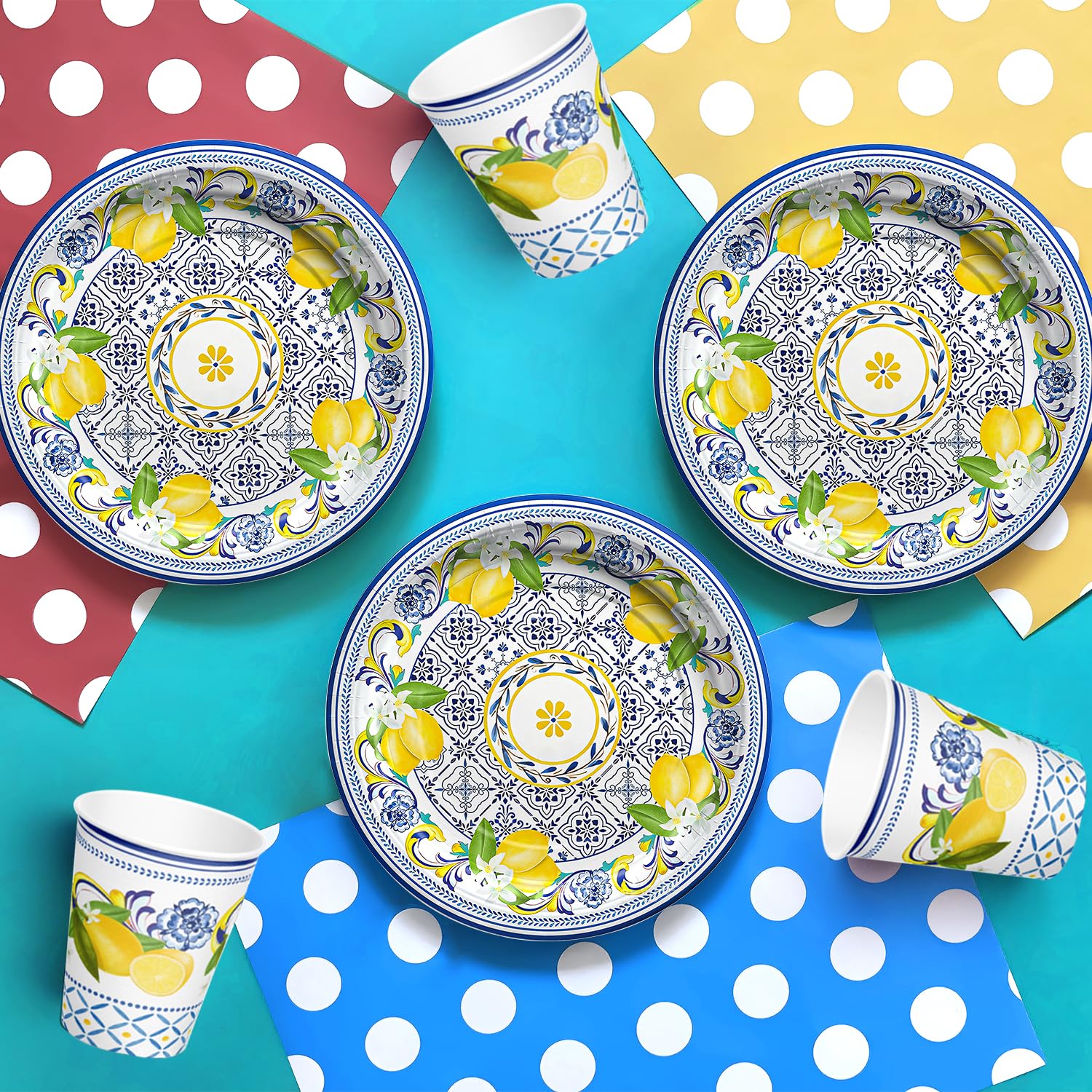 Owelleny Lemon Bridal Shower Decorations Tableware - She Found Her Main Squeeze Bridal Shower Party Supplies, Paper Plate, Napkin, Cup, Disposable Cutlery, Lemon Party Decorations Supplies | Server 24
