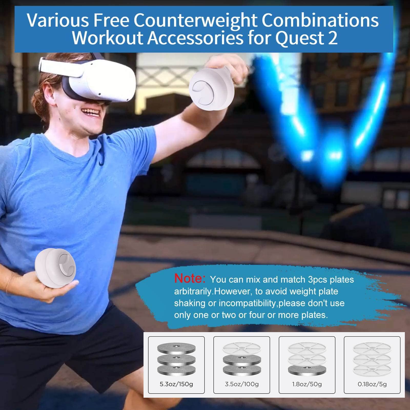 PECOOVR Weights Accessories for Quest 2, Controller Attachment for All VR Fitness Games, Adjustable Workout Dumbbell for Enhancing Beat Saber Boxing Exercise Experience (Not Included Controllers)
