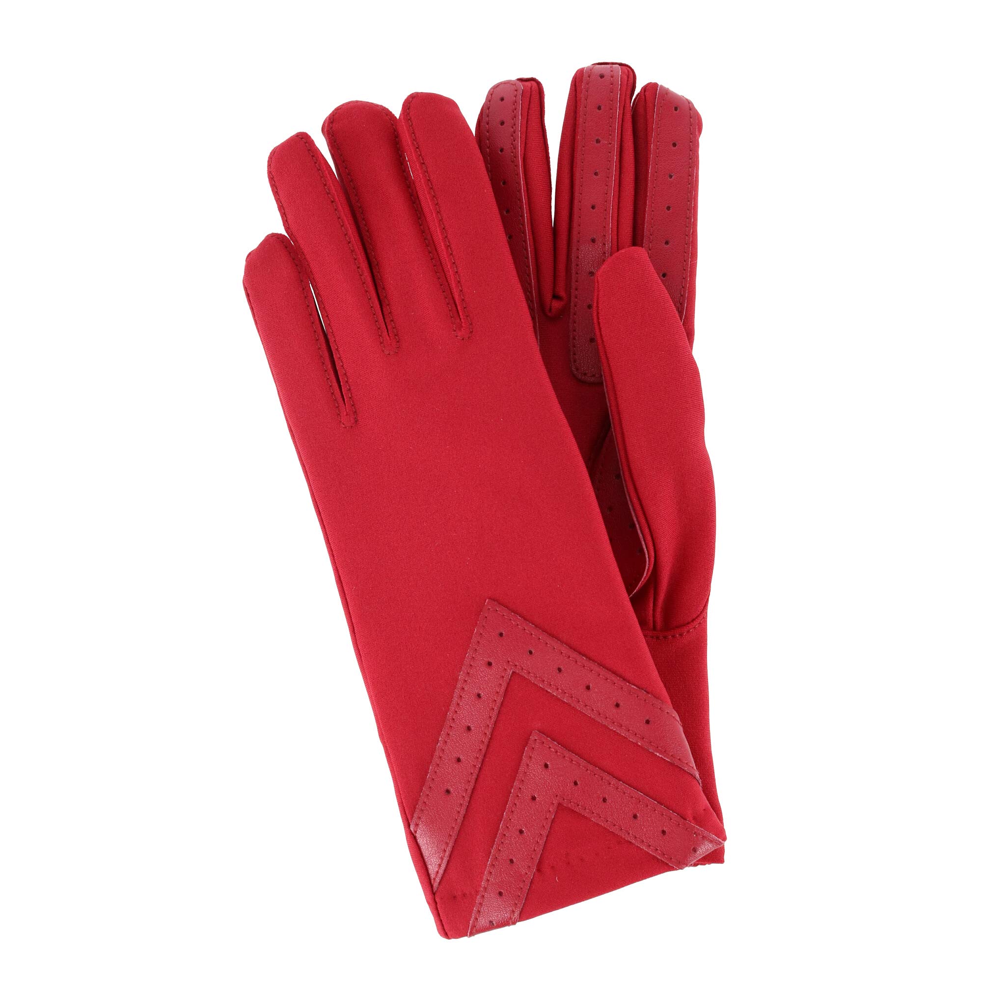 isotoner Spandex 3-Button Length Chevron Gloves - A30276 (Chili Pepper, L/XL)