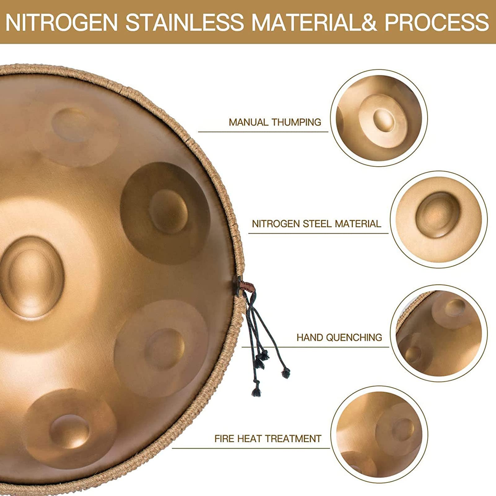 MFYDPP 432Hz Handpan Steel Drum,9 Notes 22 Inch Steel Tongue Drum with Soft Hand Pan Bag,Harmonic Percussion for Sound Healing, Personal Meditation,Yoga