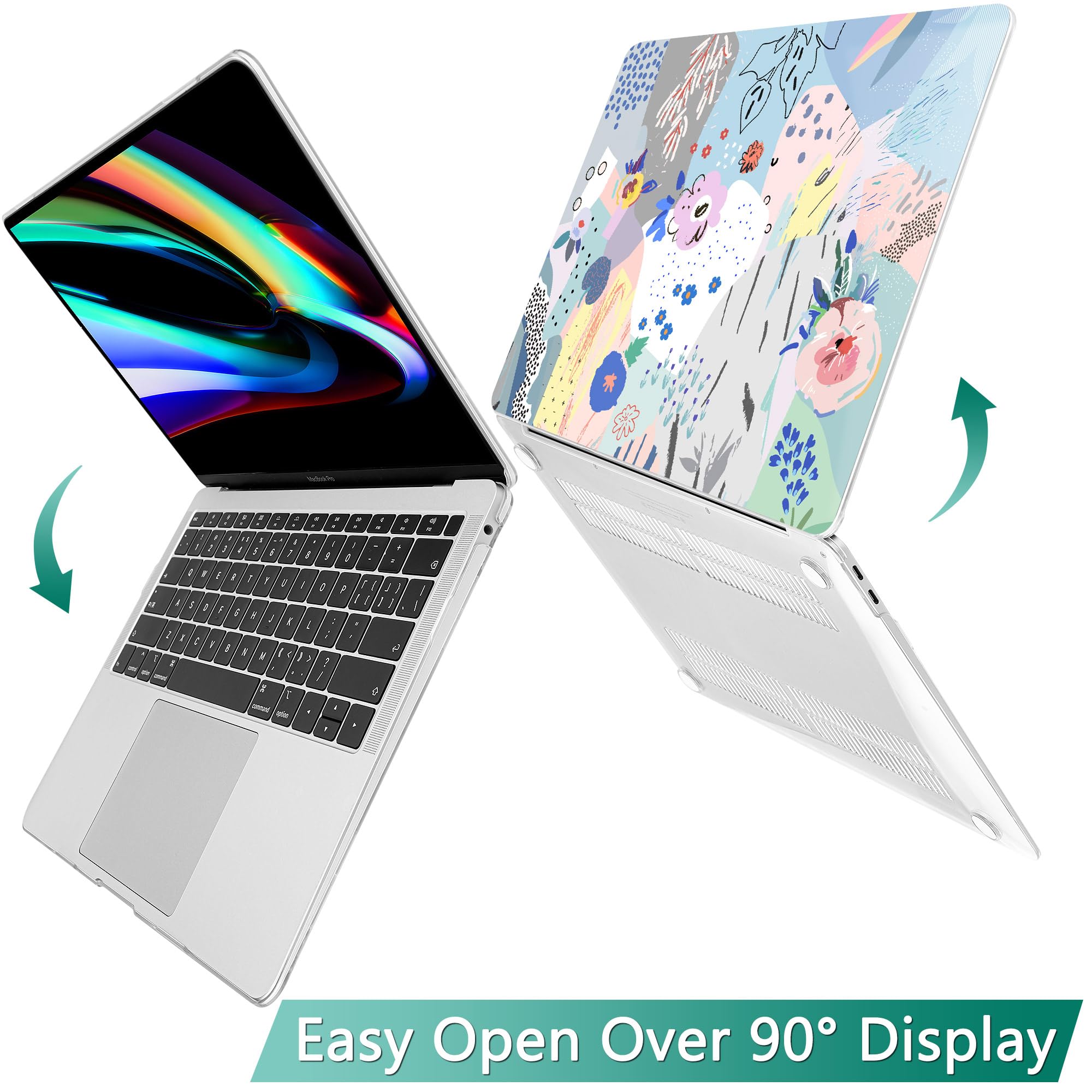 May Chen Compatible with New MacBook Air 13 inch Case 2021, 2020 2019 2018 Release Model: M1 A2337 A2179 A1932, Plastic Hard Shell Case Cover for Mabook Air 13 with Retina Dispaly, Artistic Floral