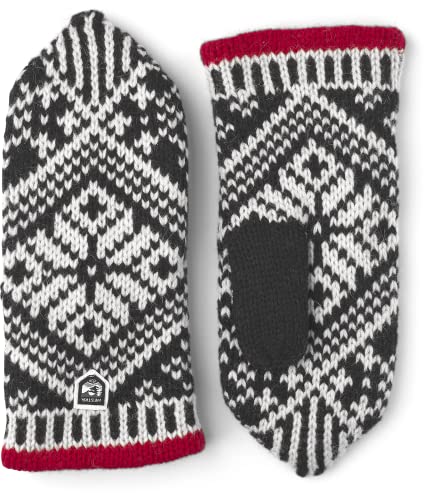 Hestra Unisex Nordic Wool Mitt Insulated Mittens for Cold Weather & Everyday Wear - Black/Offwhite - 9