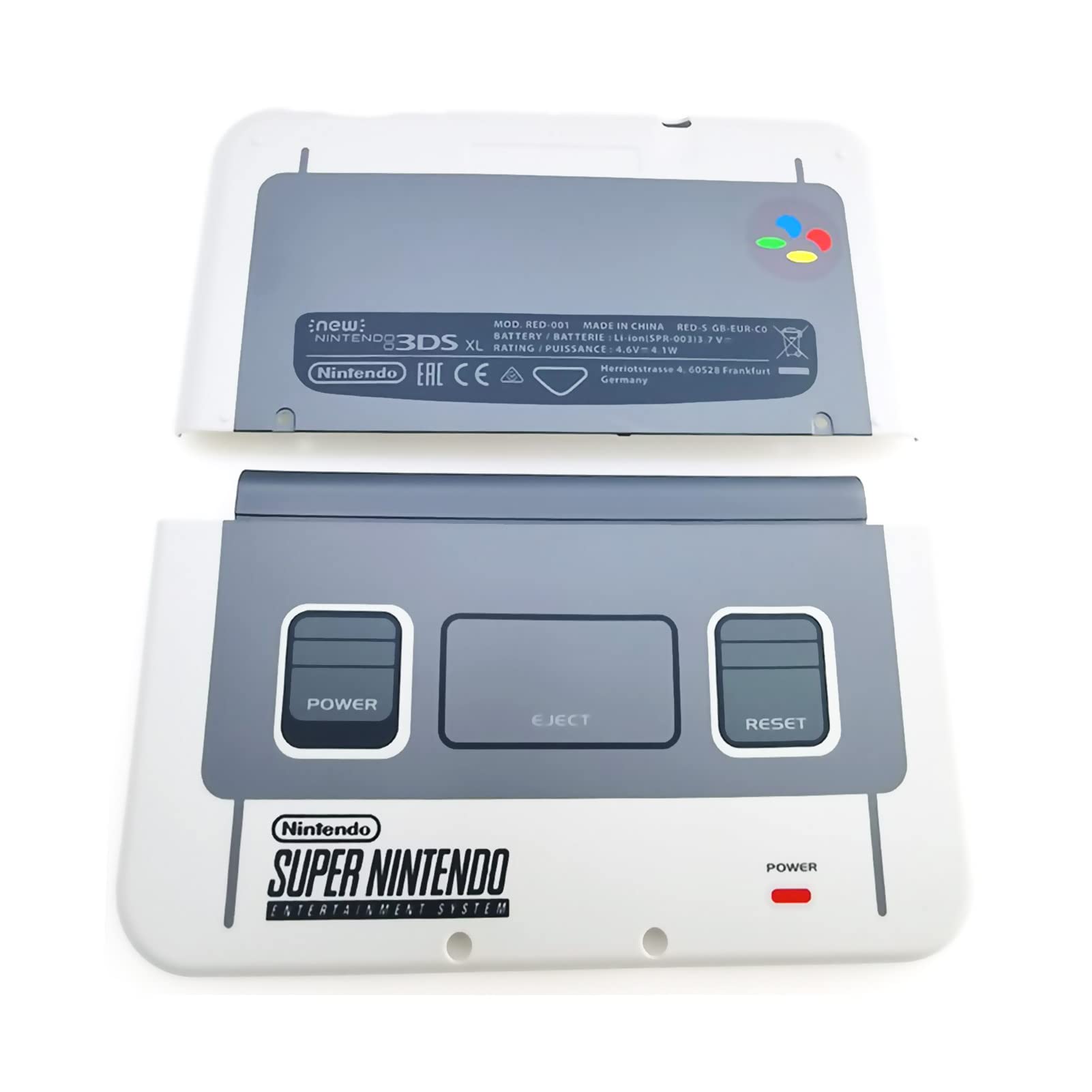 New 3DS XL SFC Shell Top & Bottom Cover Plates Replacement, for Nintendo New3DS XL LL New3DSXL Handheld Game Console, for Super Famicom A E Faceplate Housing Case Coverplate 2 PCS Set
