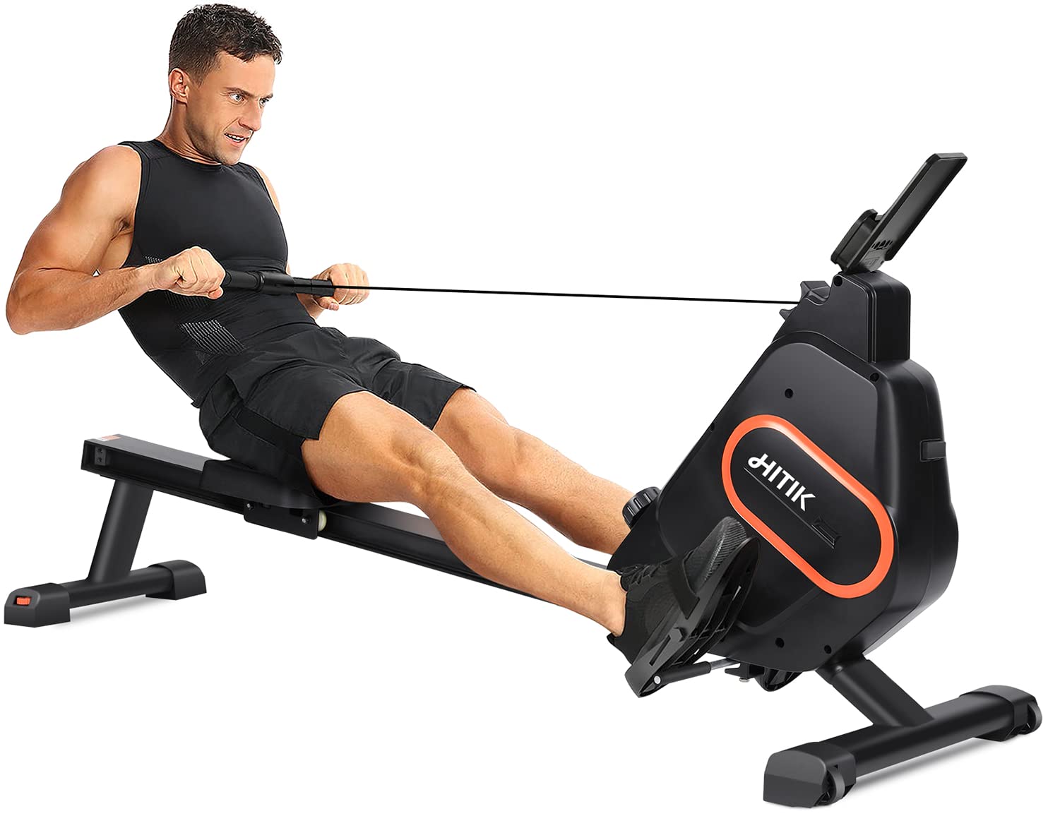 Magnetic Rowing Machine for Home Use 350LB Weight Capacity Super Quiet Ergonomic Rower Machine, 2023 Upgraded Silent Aluminum Slide Rail Row Machine Storage for Only 4.3ft²