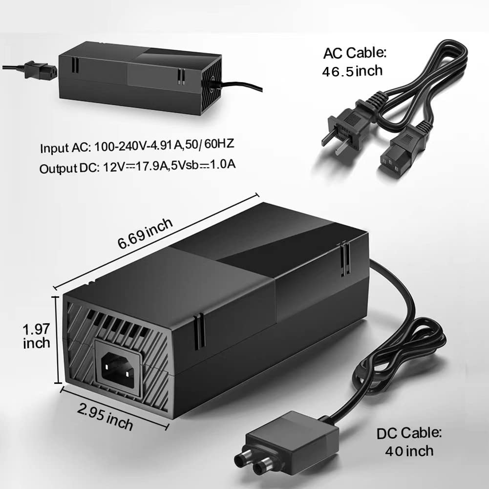 Mr.do Power Supply for Xbox One [Quiet Version], Xbox One Power Supply Brick AC Adapter Charger Replacement Kit with Power Cable 100-240V