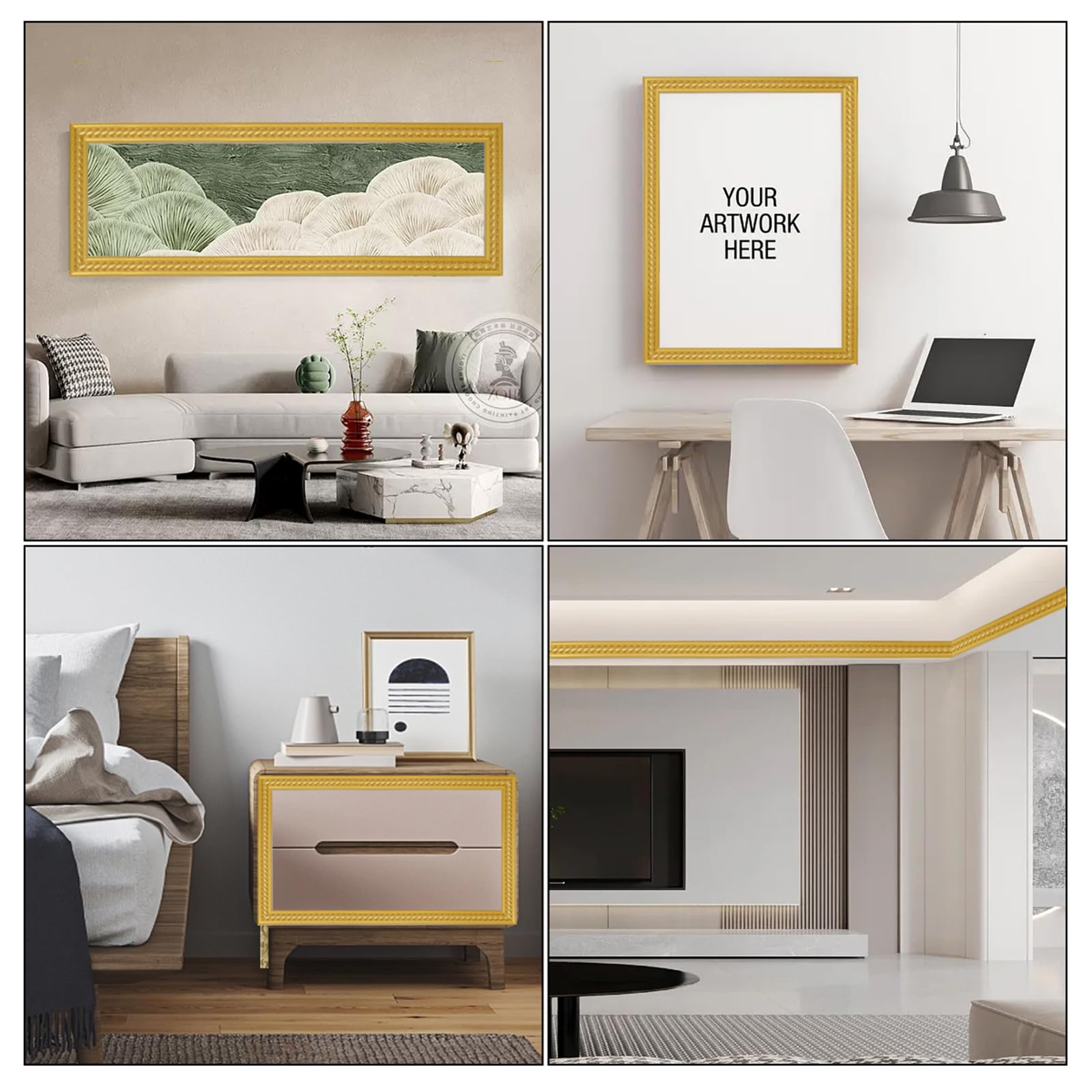 Revamp Home Decor with Self-Adhesive Flexible Wall Molding & Trim 16.5Feet x 0.8 inch - Peel and Stick Border Strips with 3D Embossed, Ideal for Bathroom Borders, Mirror Frames and More (Gold - C)