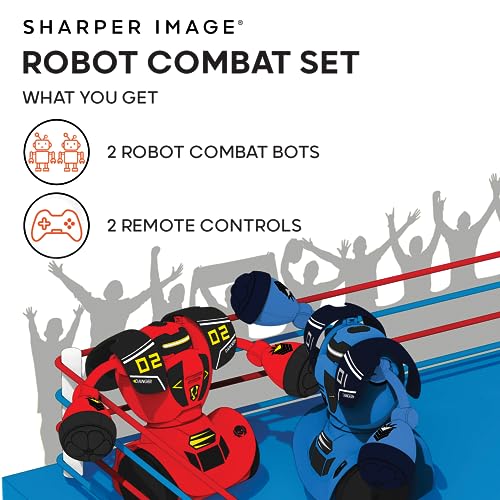 Sharper ImageĀ® Robot Combat Set, 2-Player Remote Control RC Battle Robots for Kids & Family, LED Lights & Sound Effects, Wireless Infrared Technology, Fun Electronic Fighting Game