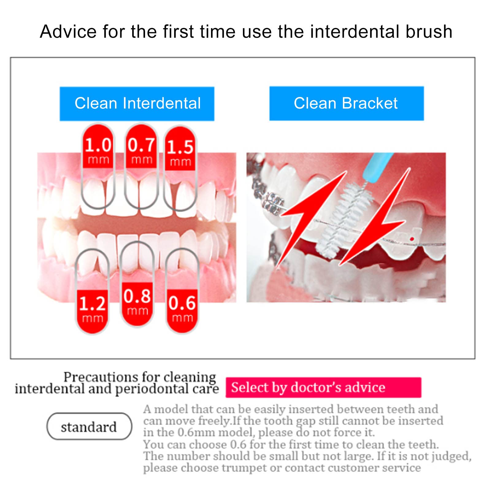 plplaaoo 60Pcs interdental Brushes, Braces Brushes for Cleaning,Practical Slim interdental Brush with Comfortable PP Handle for Adults & Children Orthodontic Care,Tooth Cleaning Tools(Blue), Inter