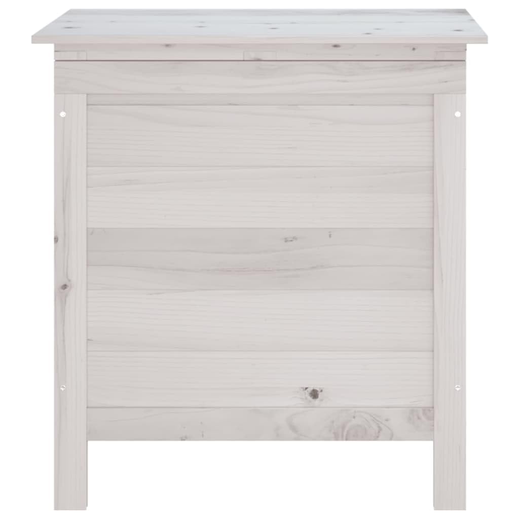 vidaXL Solid Fir Wood Patio Storage Box - White Outdoor Cushion Chest for Garden Tools and Toys with Slatted Base, 19.7x19.3x22.2 Inches