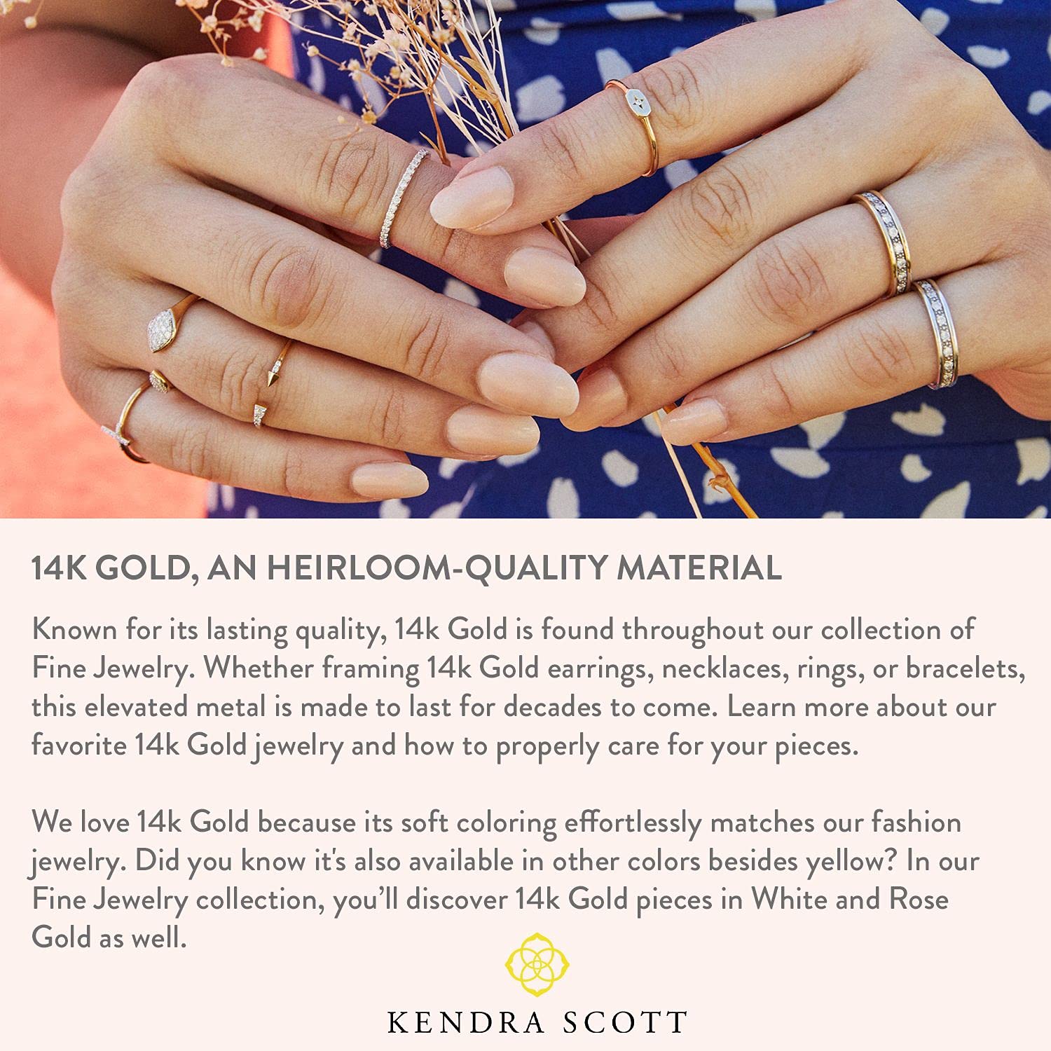 Kendra Scott White Diamond Mila Ring in 14k Yellow Gold, Fine Jewelry For Women, Size 7