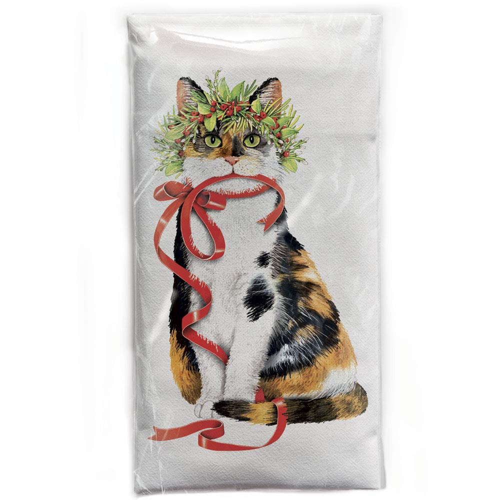 Mary Lake-Thompson Cat with Crown Cotton Flour Sack Dish Towel (BT1607)