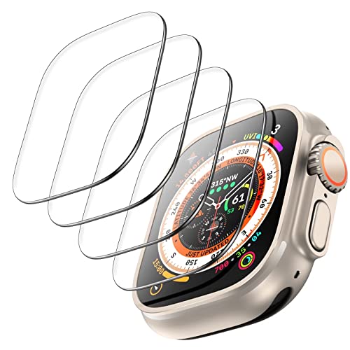 TOCOL 4 Pack for Apple Watch Ultra 2/1 Screen Protector 49mm, [10X Military-Grade Shockproof], Tempered Glass Screen Protector for iWatch Ultra 49mm, Anti-Scratch, High Definition, Ultra Thin, Clear
