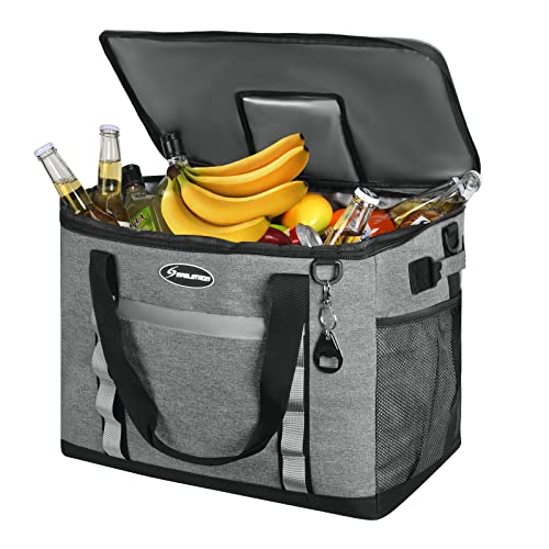 Maelstrom Collapsible Soft Sided Cooler - 75 Cans Extra Large Lunch Cooler Bag Insulated Leakproof Camping Cooler, Portable for Grocery Shopping, Camping, Tailgating and Road Trips,Grey