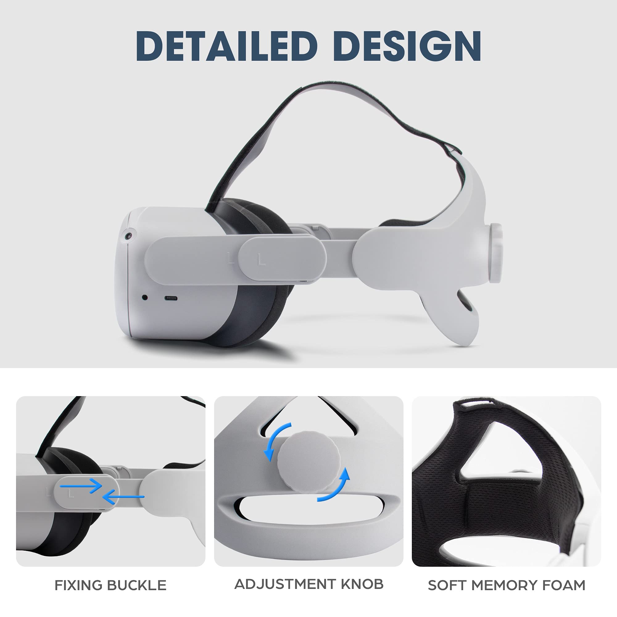 Lingtoolator us Quest 2 Elite Strap Replacement - New Curved Design Adjustable Oculus Quest 2 Head Strap, Durable and Lightweight Oculus Quest 2 Accessories for Support and Comfort in VR Gaming
