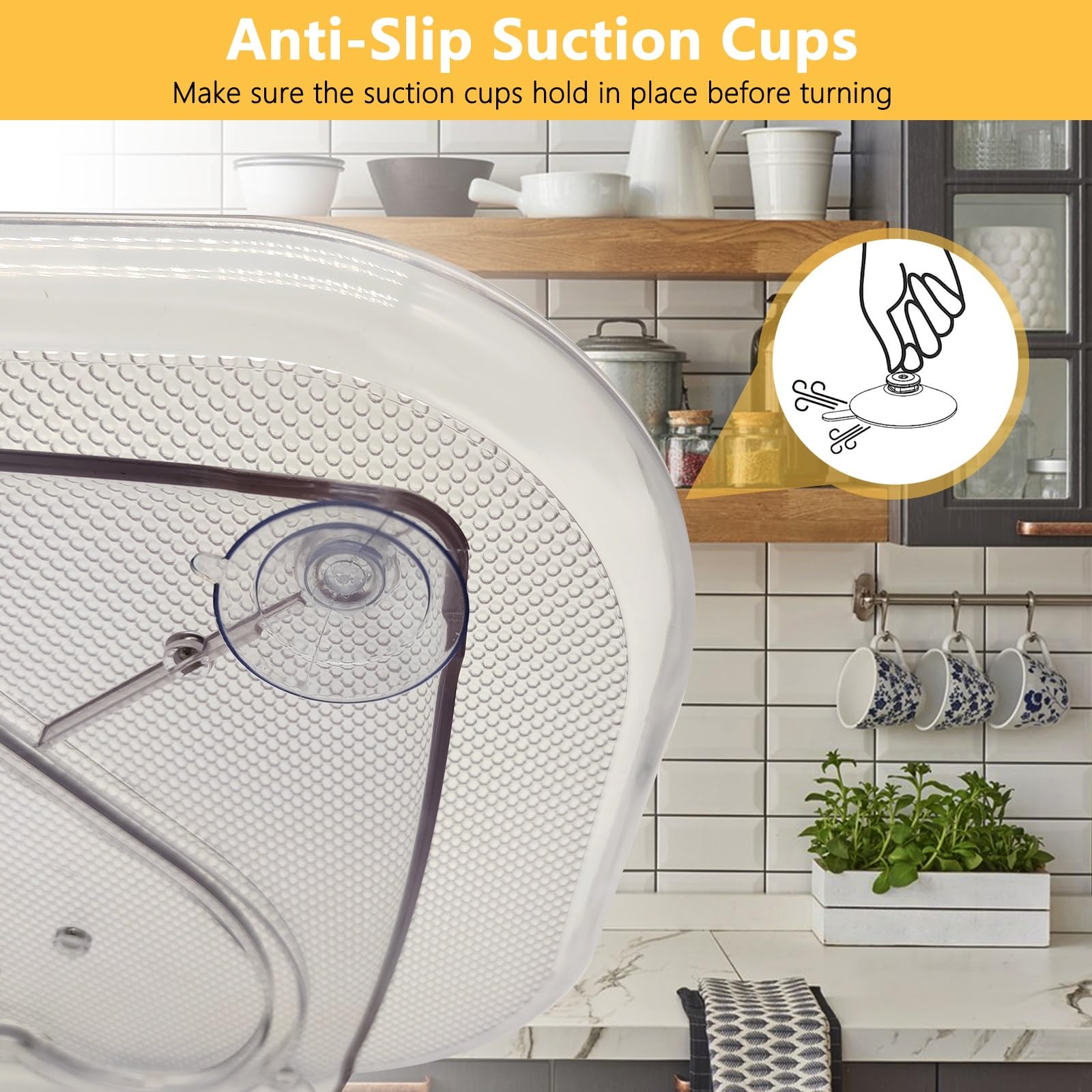 Lazy Susan Refrigerator Organizer, Clear Countertop Condiment Storage Rack, Refrigerator Organizer for Kitchen, Cabinet, Bedroom