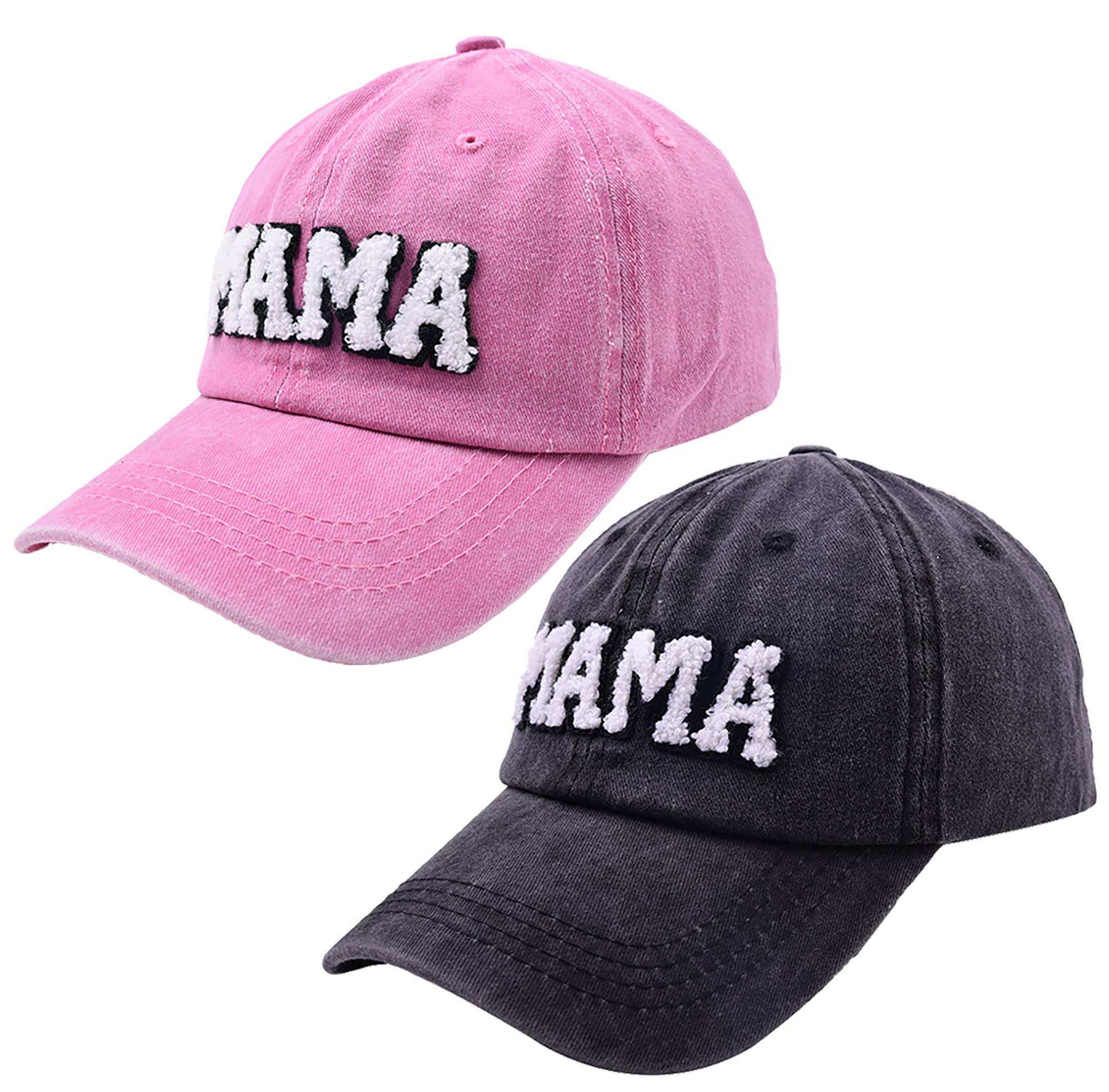 Mama Hat Women's Baseball Cap Adjustable Distressed Vintage Dad Hat Chenille Embroidered Patch Hat