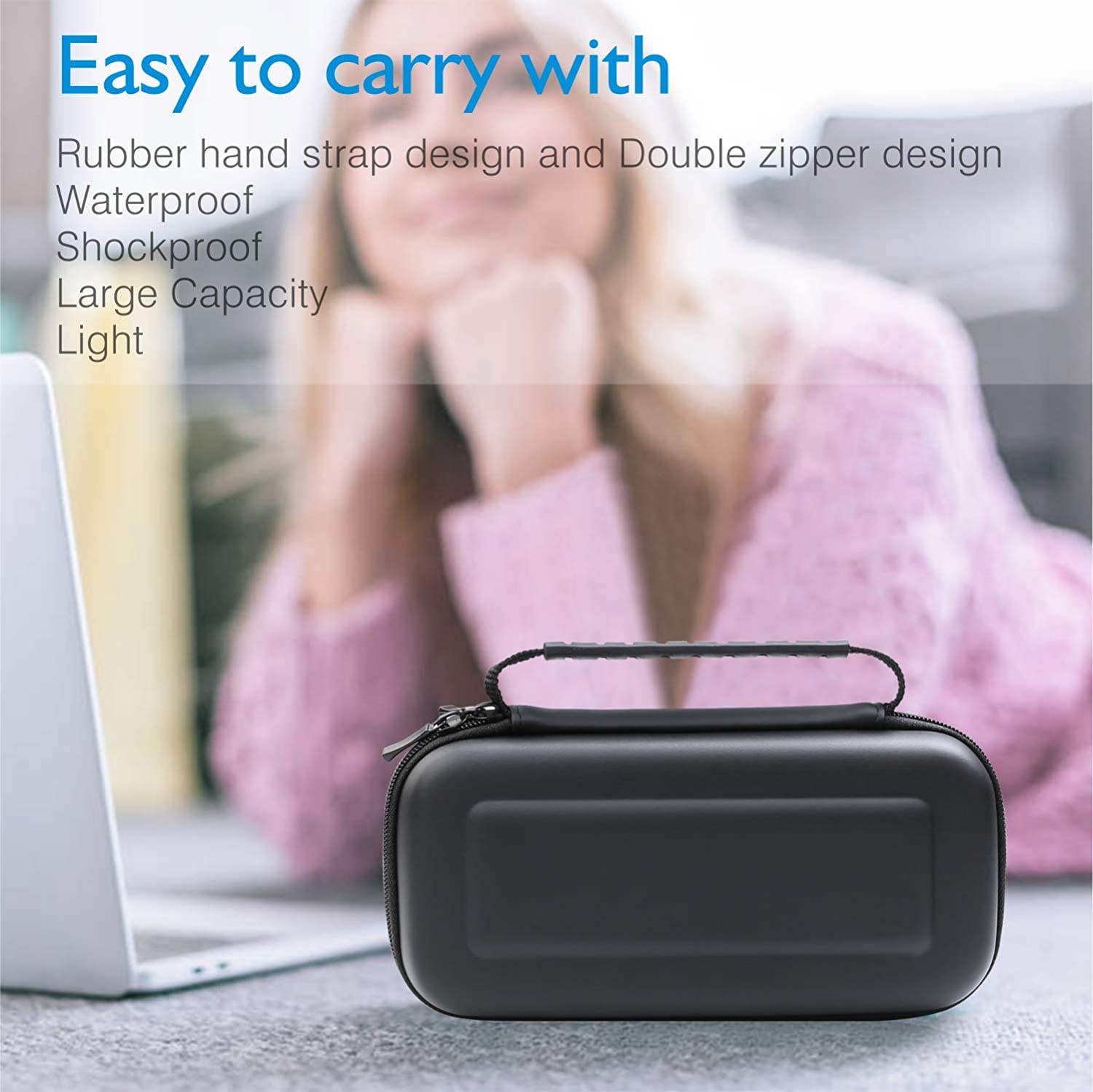HEYSTOP Switch Lite Carrying Case with 2X Tempered Glass Screen Protector and 10 Games Card Storage for Nintendo Switch Lite Pouch Accessories Kits